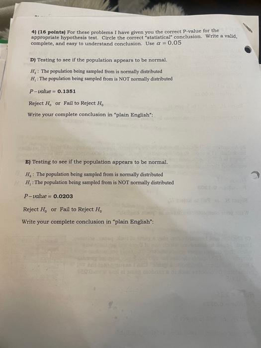 Solved 3) (24 points) For these problems I have given you | Chegg.com