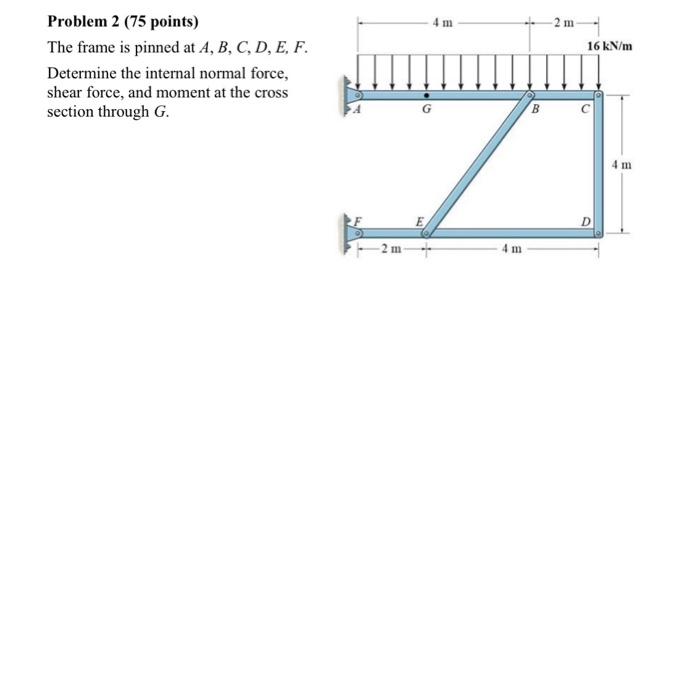 Solved Problem 2 (75 points) The frame is pinned at | Chegg.com