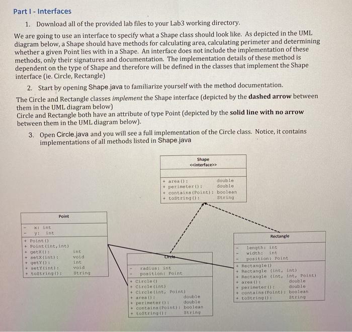 Solved Part I - Interfaces 1. Download all of the provided | Chegg.com