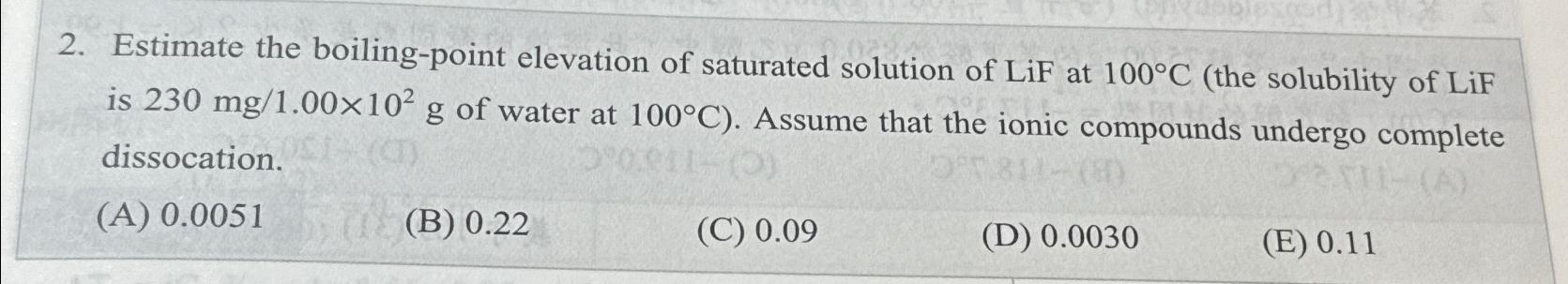 Solved Estimate the boiling-point elevation of saturated | Chegg.com