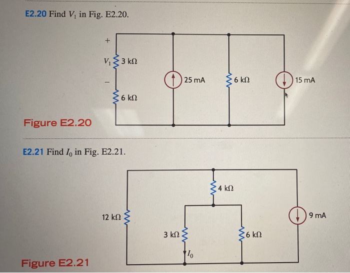 Solved E2.20 Find V, in Fig. E2.20. Vξ3 ΚΩ (1) 25 mA ξ6 ΚΩ | Chegg.com