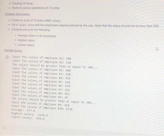 Solved . Creating 1D array Perform various operations on 1D | Chegg.com Solved . Creating 1D array Perform various operations on 1D | Chegg.com