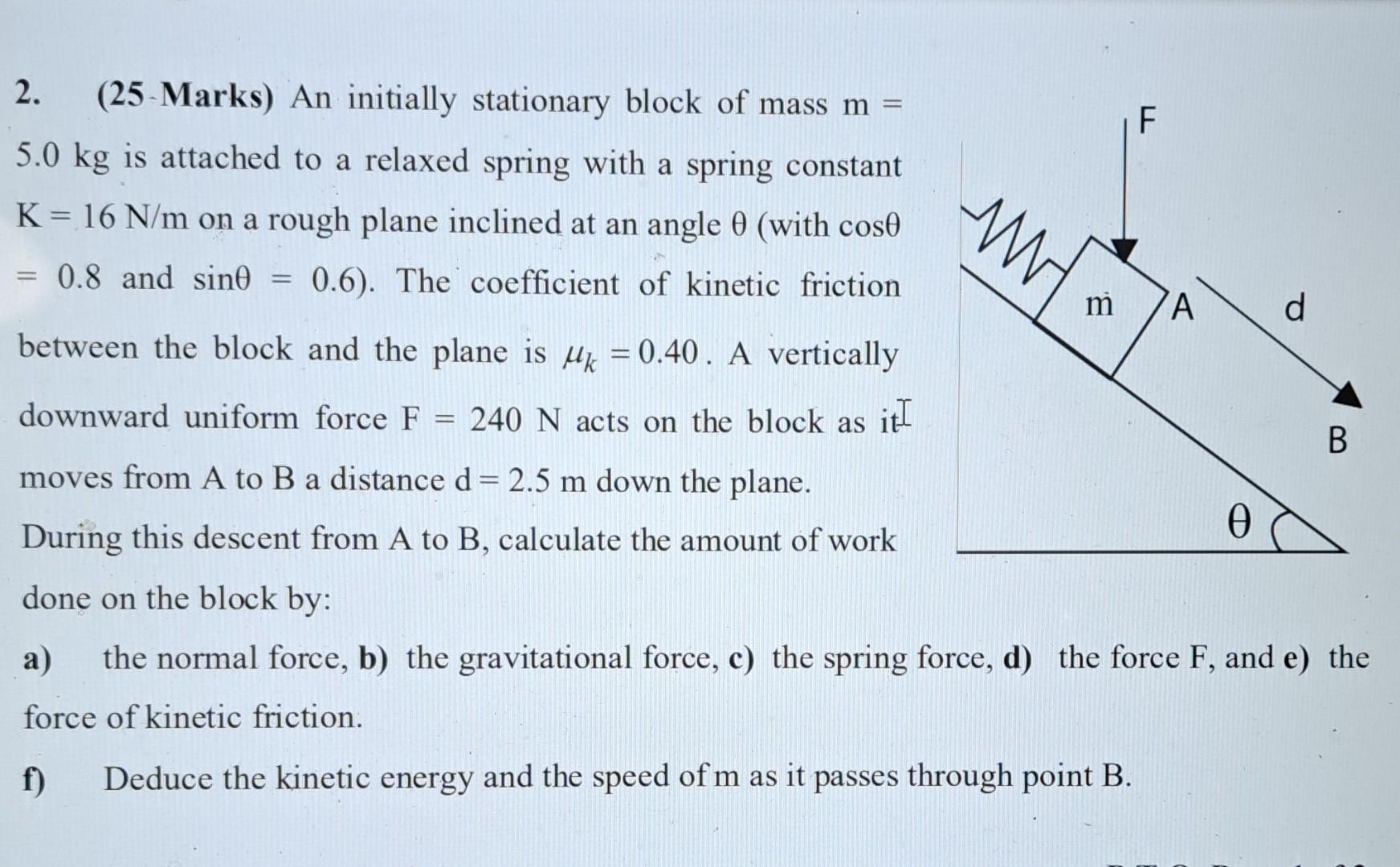 Solved 2. (25-Marks) An initially stationary block of mass | Chegg.com