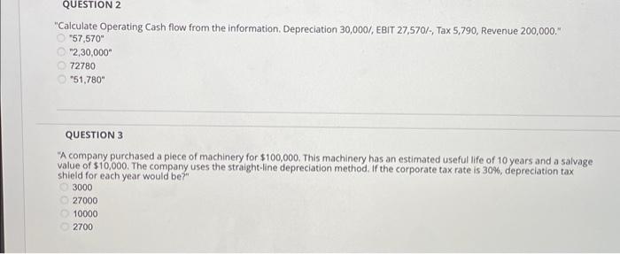 Solved "Calculate Operating Cash flow from the information. | Chegg.com