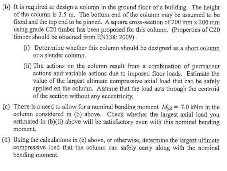 Solved (b) ﻿It is required to design a column in the ground | Chegg.com