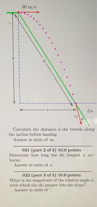 Solved (1 of 3) A ski jumper travels down a slope and leaves | Chegg.com