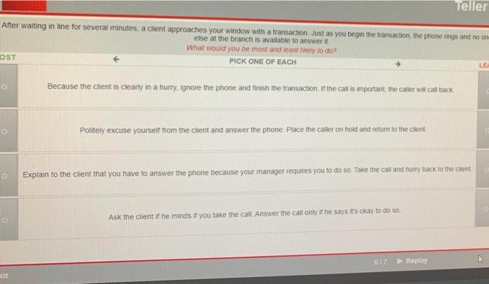 Solved after waiting in line for several minutes a client | Chegg.com
