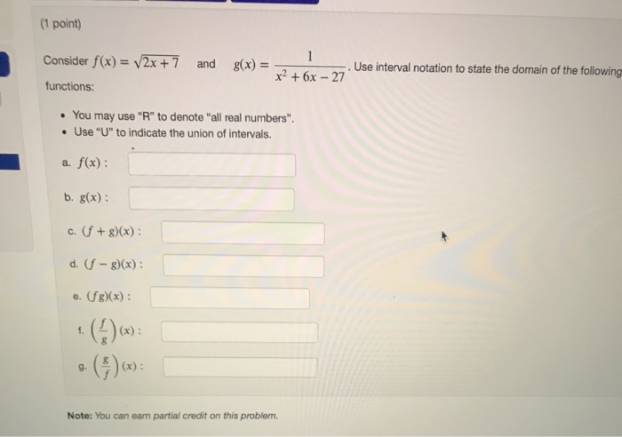 Solved Practice Consider f(x) = 6x + 7 and g(x) = x2 + 2x – | Chegg.com