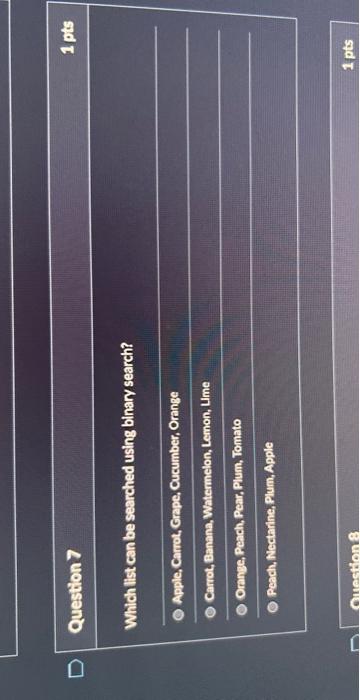 Solved Question 7 1 pis Which list can be searched using | Chegg.com