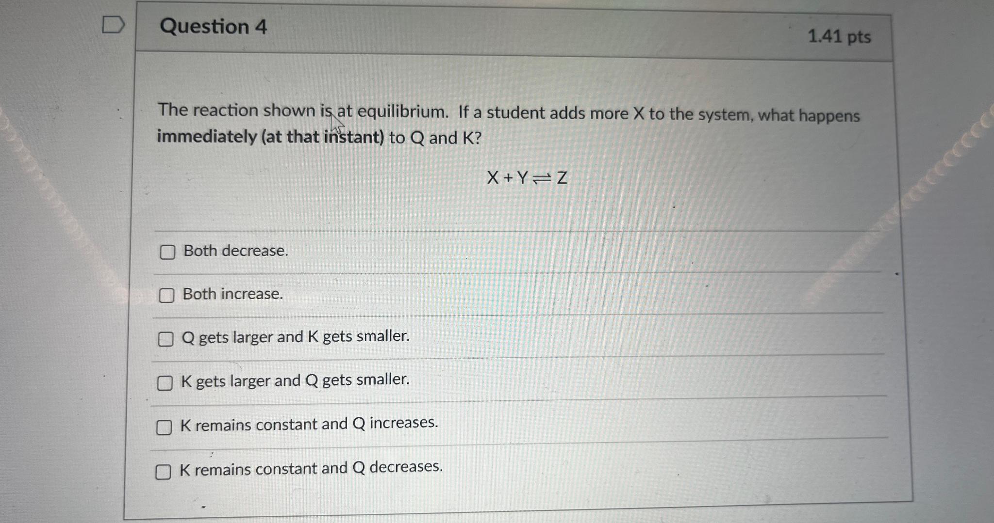 Solved Question 41.41 ﻿ptsThe reaction shown is at | Chegg.com