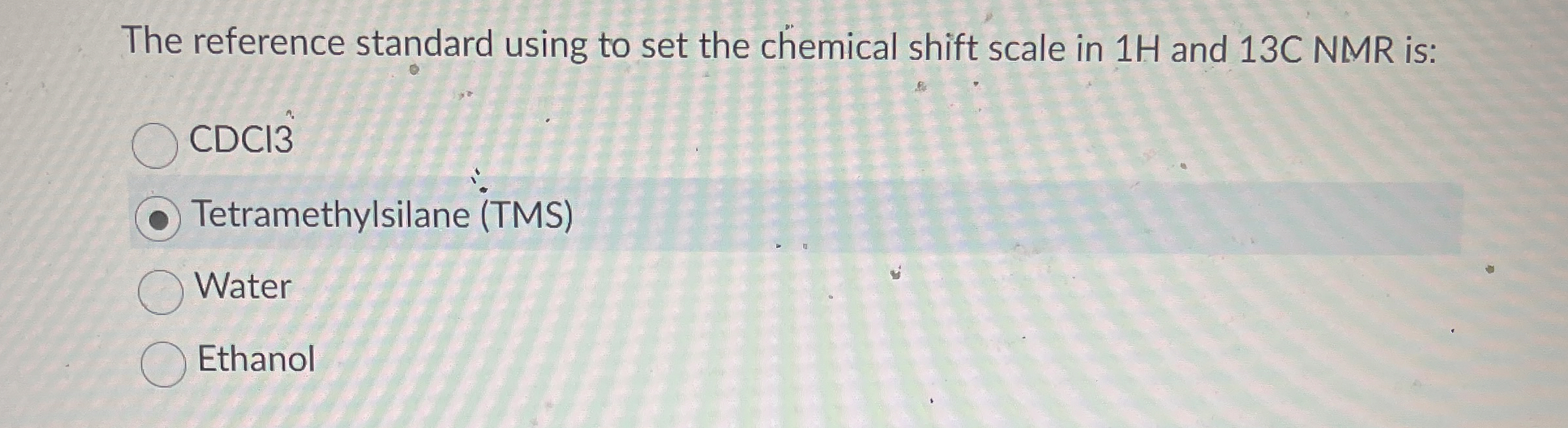 Solved The reference standard using to set the chemical | Chegg.com