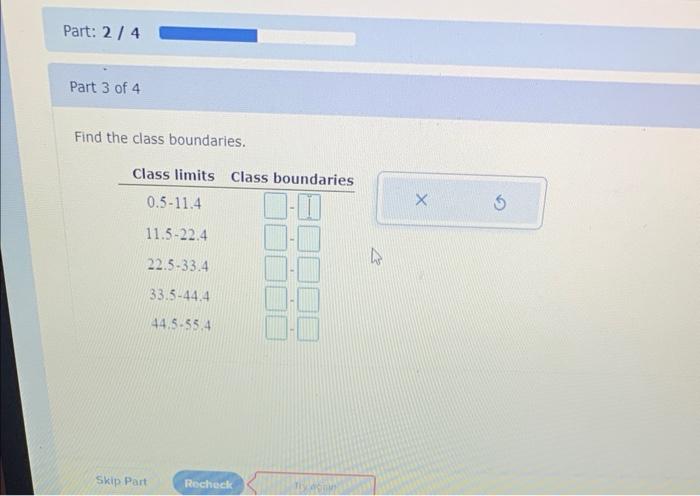 Solved Find the class boundaries. | Chegg.com