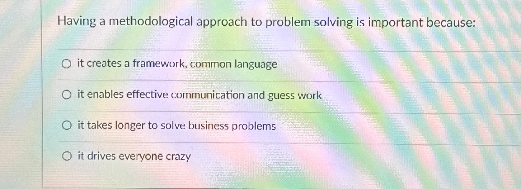 Solved Having a methodological approach to problem solving | Chegg.com