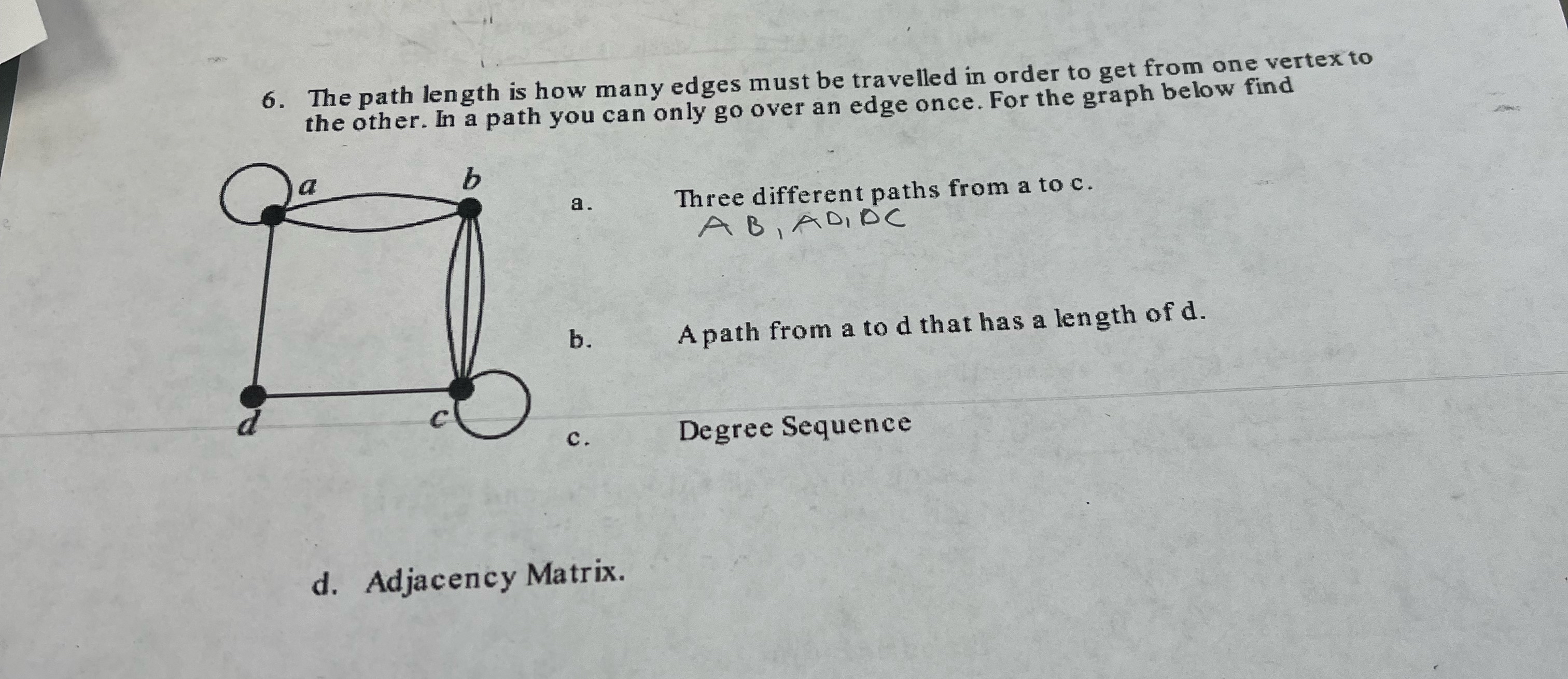 Solved The path length is how many edges must be travelled | Chegg.com