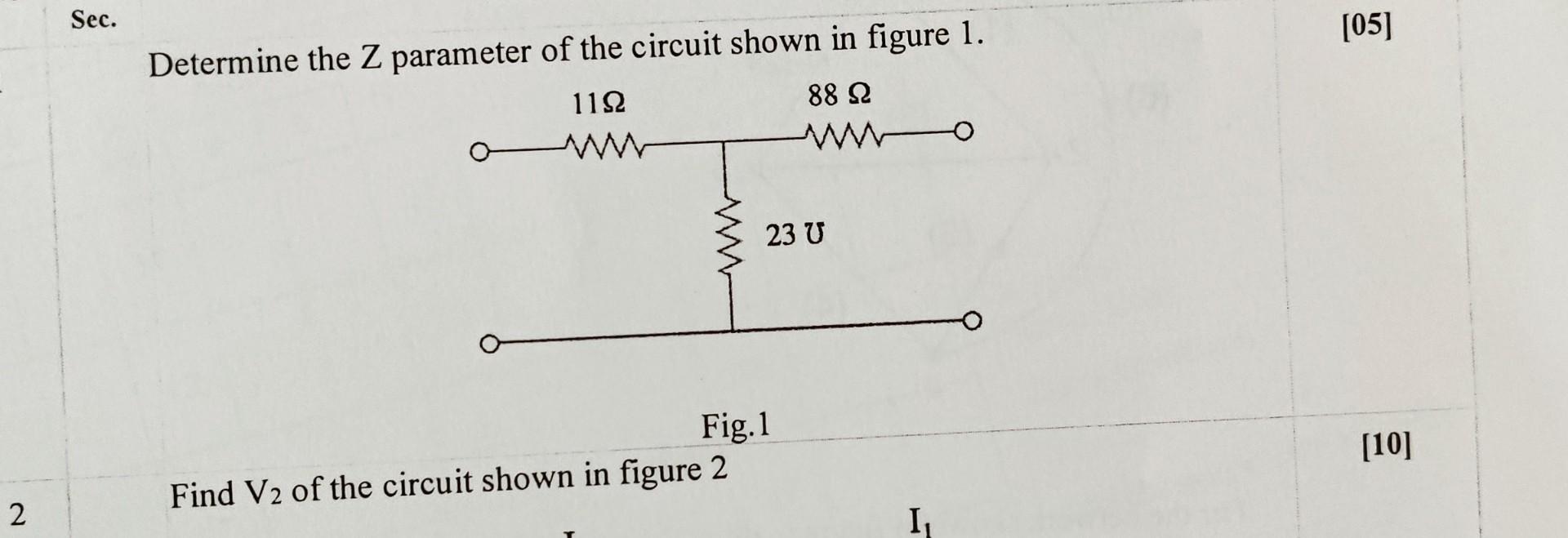 Solved Determine the Z parameter of the circuit shown in | Chegg.com