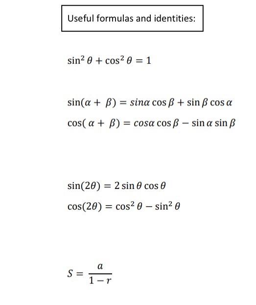 Solved Useful formulas and identities: sin²+ cos² 0 = 1 | Chegg.com