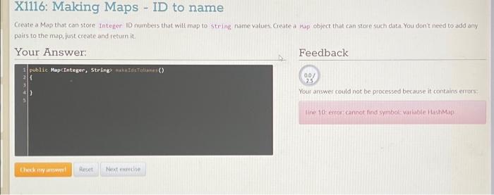 Solved X1116: Making Maps - ID to name Create a Map that can | Chegg.com