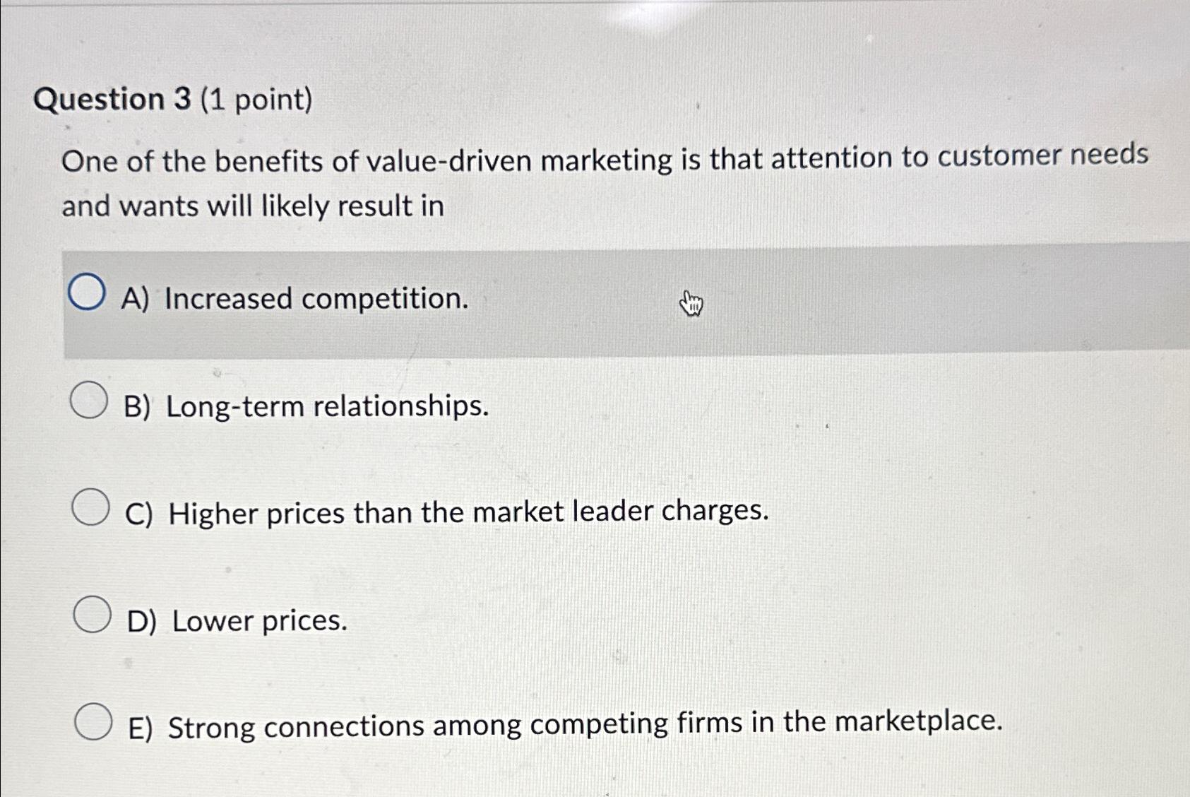 Solved Question 3 (1 ﻿point)One of the benefits of | Chegg.com