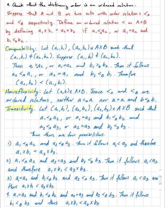 Solved 9. Check that the dictinory order is an ordered | Chegg.com