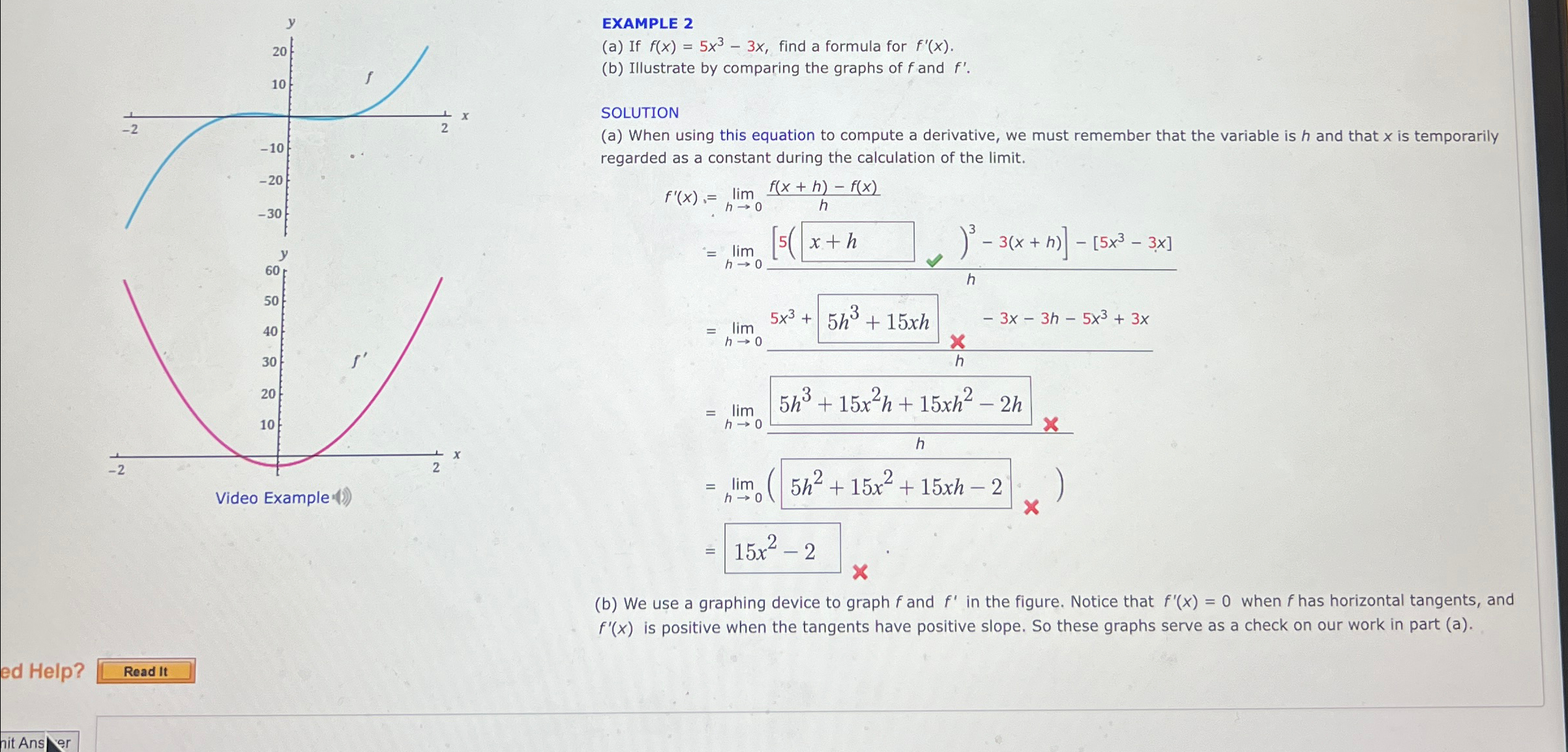 Solved EXAMPLE 2(a) ﻿If f(x)=5x3-3x, ﻿find a formula for | Chegg.com