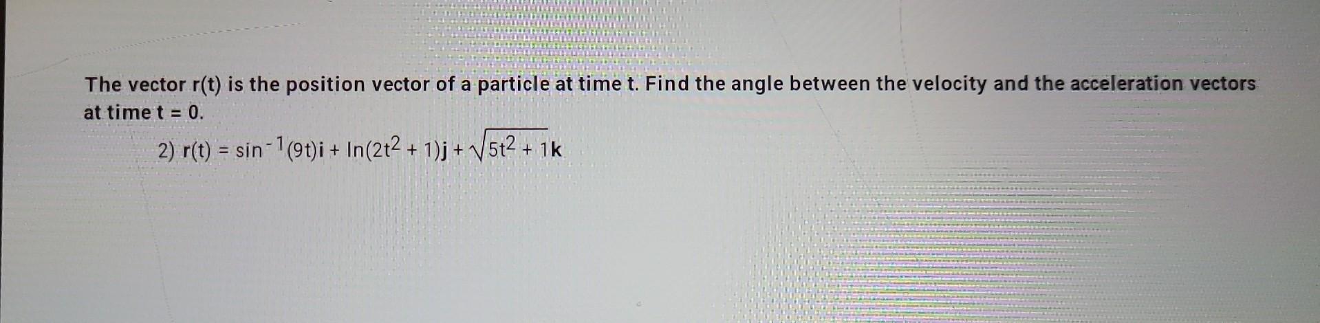 Solved The vector r(t) is the position vector of a particle | Chegg.com