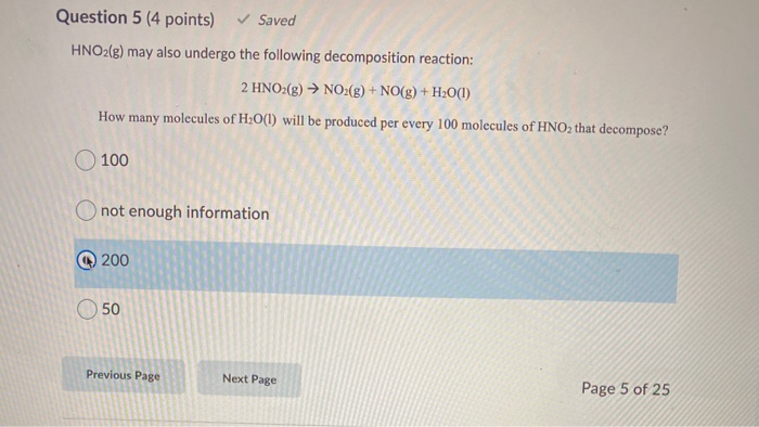 Solved Question 5 (4 points) Saved HNO2(g) may also undergo | Chegg.com