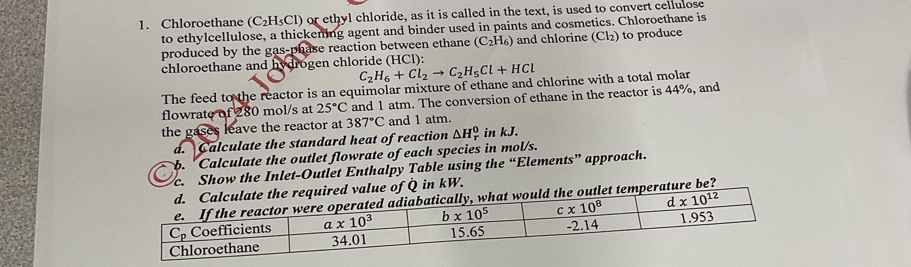 Chloroethane (C2H5Cl) ﻿or ethyl chloride, as it is | Chegg.com