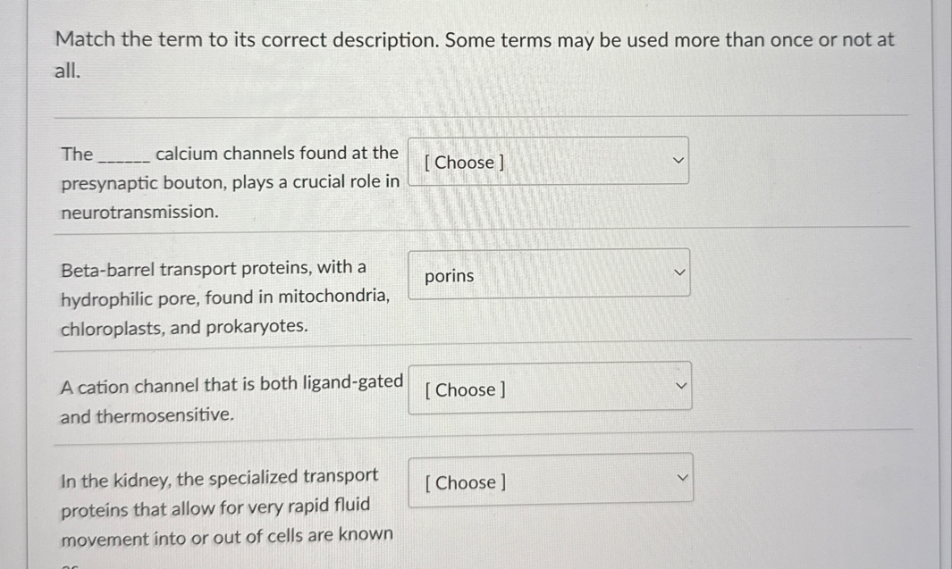 Solved Match the term to its correct description. Some terms | Chegg.com