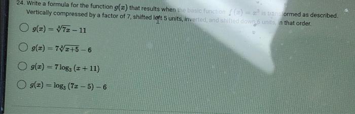 Solved 24. Write a formula for the function g(x) that | Chegg.com