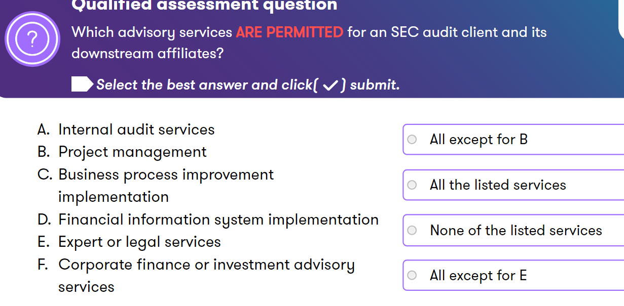 Solved Which advisory services ARE PERMITTED for an SEC | Chegg.com