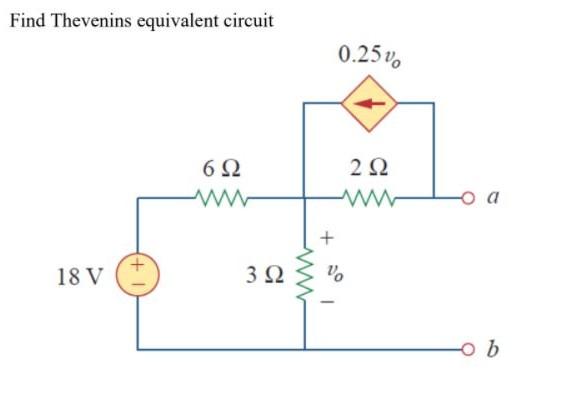 Solved Find Thevenins equivalent circuit 0.25v. 2 Ω 6Ω W M Ο | Chegg.com