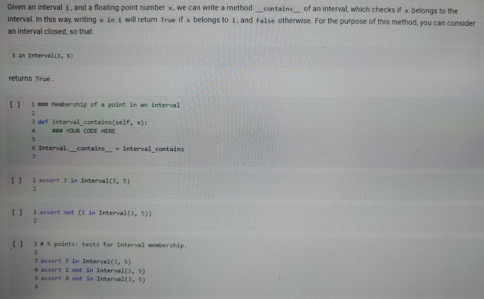 Solved 1 class Interval(object): 4 5 _init__(self, x0, x1): | Chegg.com