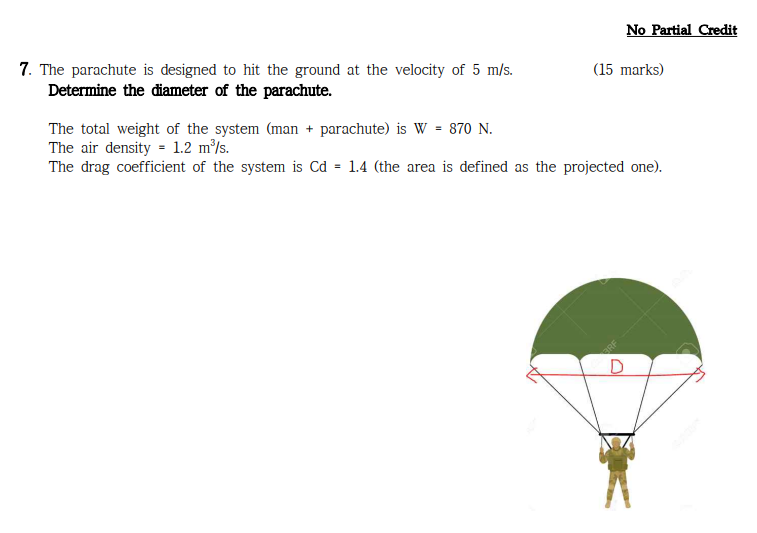 Solved The parachute is designed to hit the ground at the | Chegg.com