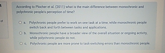 Solved According to Plocher et al. (2011) ﻿what is the main | Chegg.com