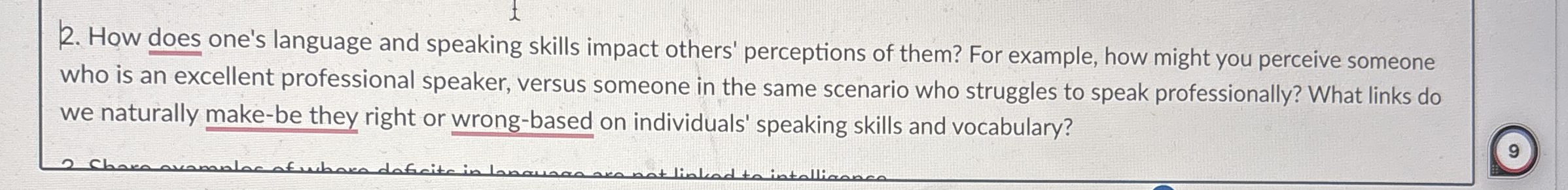 Solved How does one's language and speaking skills impact | Chegg.com