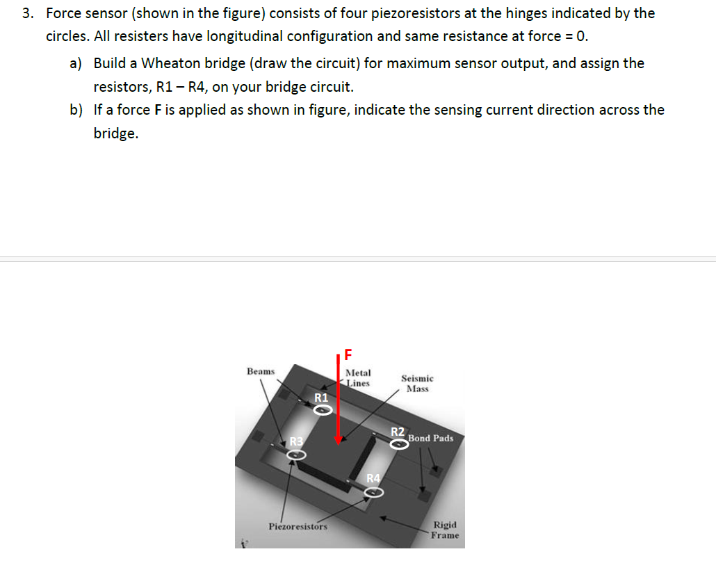 Solved Pressure sensor consists of four piezoresistors at | Chegg.com