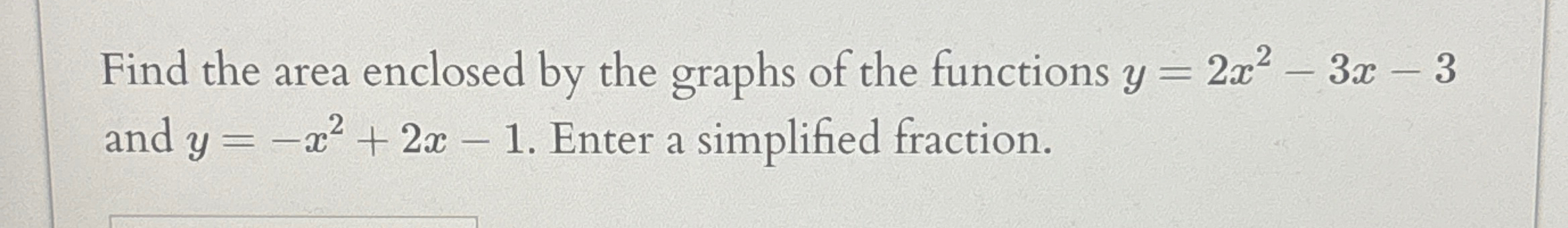 Solved Find the area enclosed by the graphs of the functions | Chegg.com