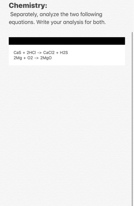 Solved Chemistry: Separately, analyze the two following | Chegg.com