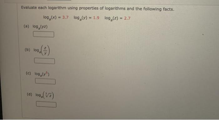 Solved Evaluate each logarithm using properties of | Chegg.com