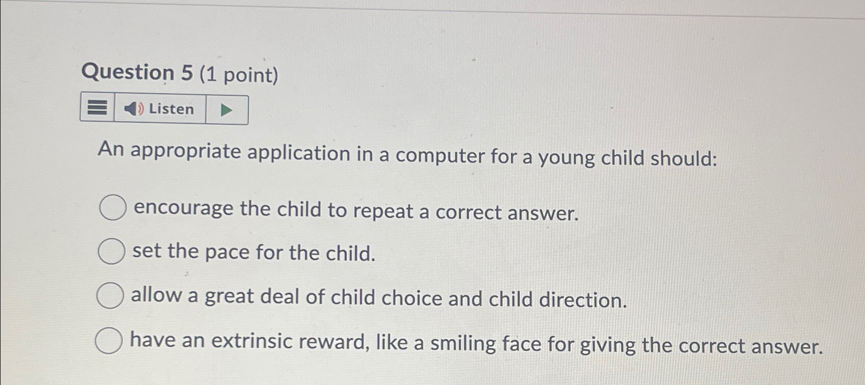 Solved Question 5 (1 ﻿point)ListenAn appropriate application | Chegg.com