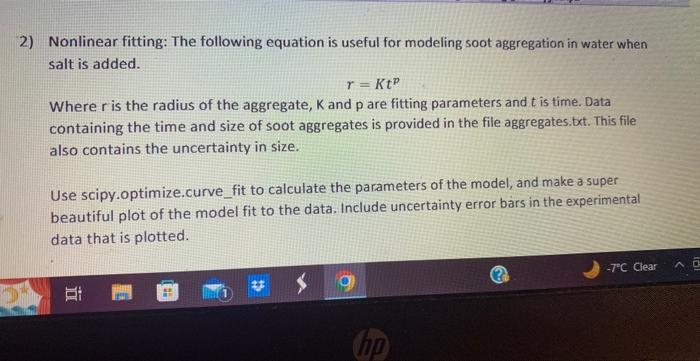 Solved Nonlinear fitting: The following equation is useful | Chegg.com