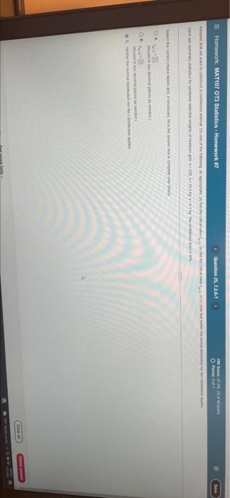 Solved = Homework MAT107 OT3 Statistics - Homework #7 | Chegg.com