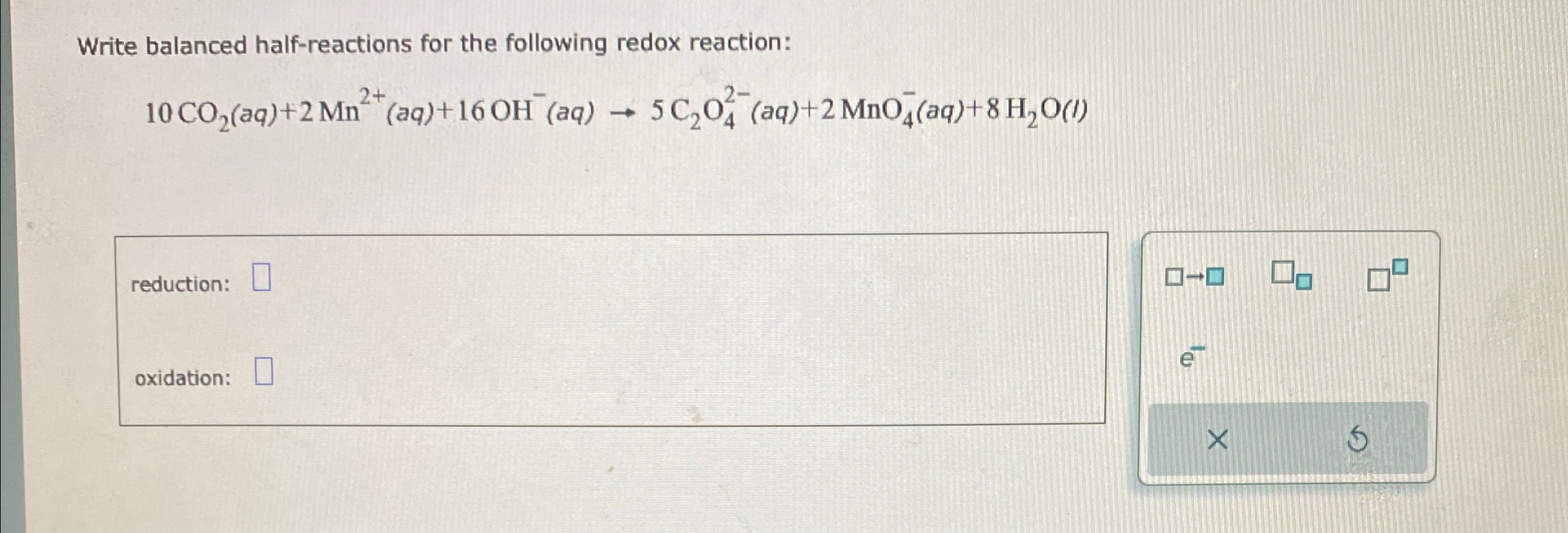 Solved Write balanced half-reactions for the following redox | Chegg.com