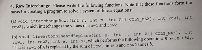 4. Row Interchange. Please write the following | Chegg.com