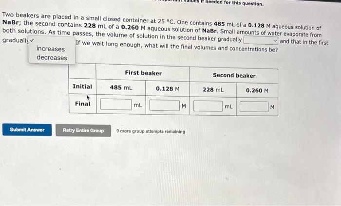 Solved Two beakers are placed in a small closed container at | Chegg.com