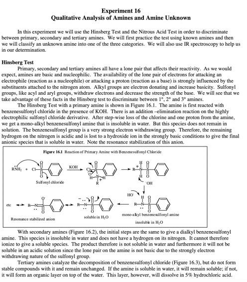 Solved 1. In Hinsberg test the final product for primary and | Chegg.com