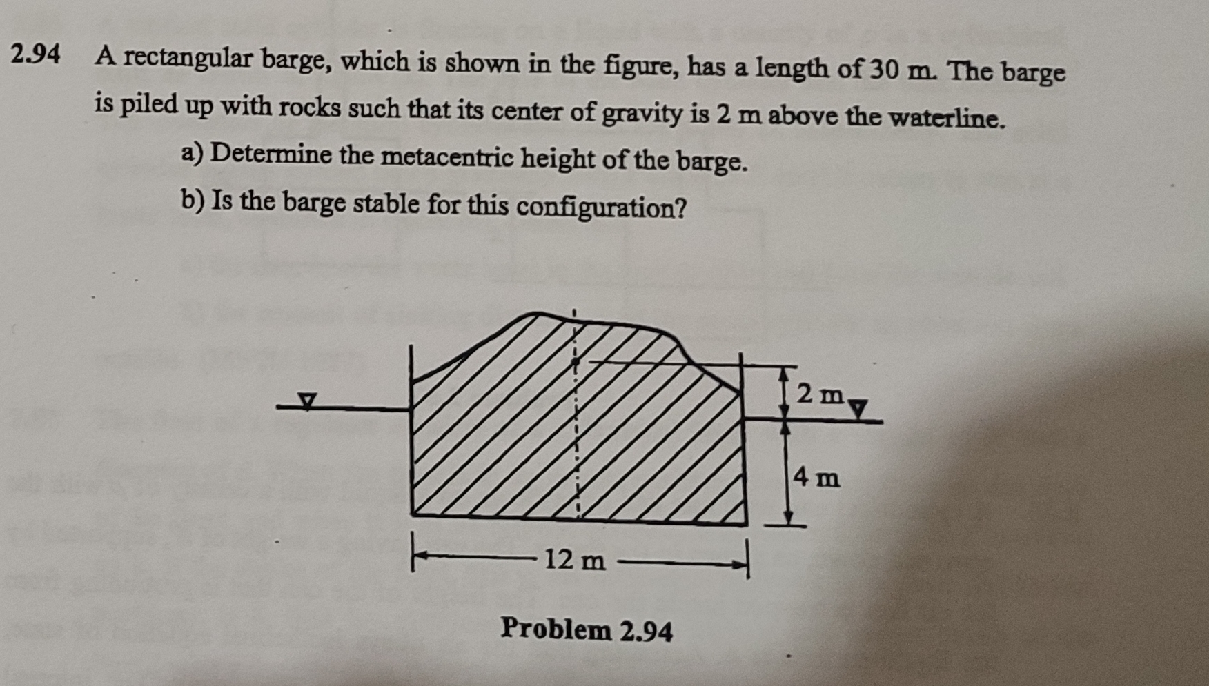 Solved 2.94 ﻿A rectangular barge, which is shown in the | Chegg.com