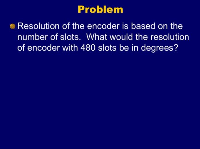 Solved Problem - Resolution of the encoder is based on the | Chegg.com