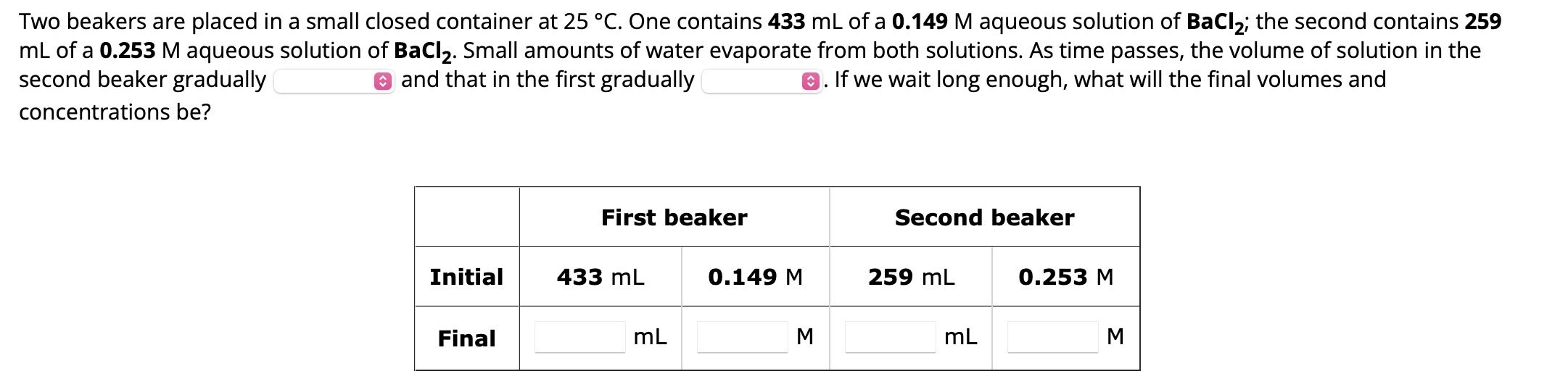 Solved Two beakers are placed in a small closed container at | Chegg.com