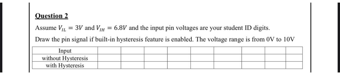 Solved Question 2Assume VIL=3V ﻿and VIH=6.8V ﻿and the input | Chegg.com